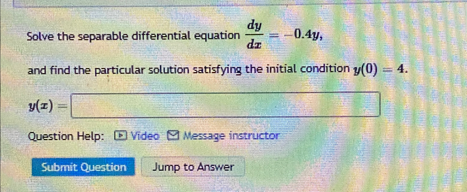 Solved Solve the separable differential equation | Chegg.com