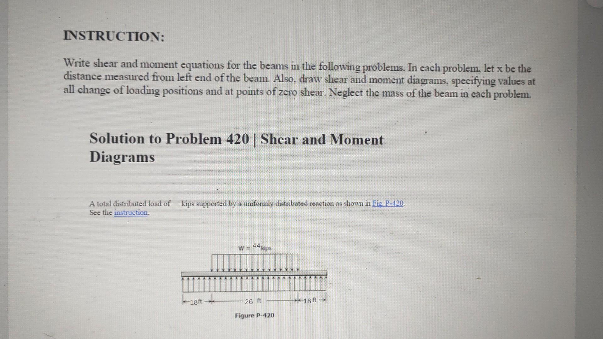 Solved INSTRUCTION: Write shear and moment equations for the | Chegg.com