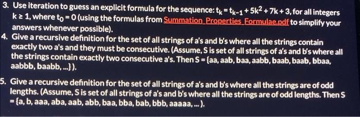 Solved 3. Use iteration to guess an explicit formula for the | Chegg.com