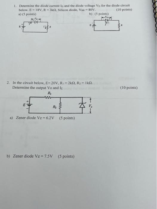 Solved 1. Determine the diode current lp and the diode | Chegg.com