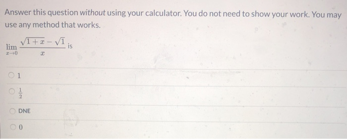 Solved Answer this question without using your calculator. | Chegg.com