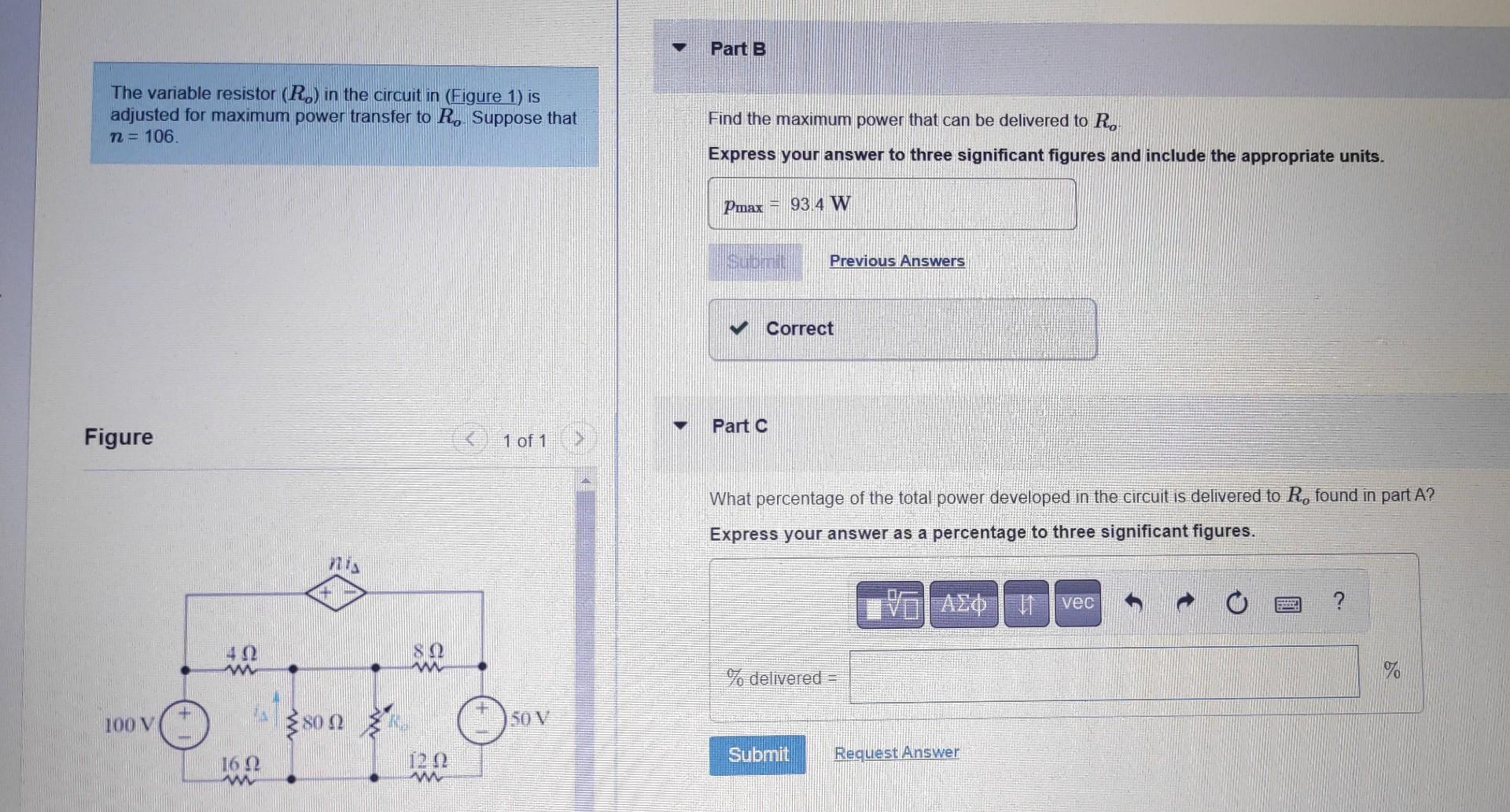 Solved The variable resistor (Ro) in the circuit in (Figure | Chegg.com