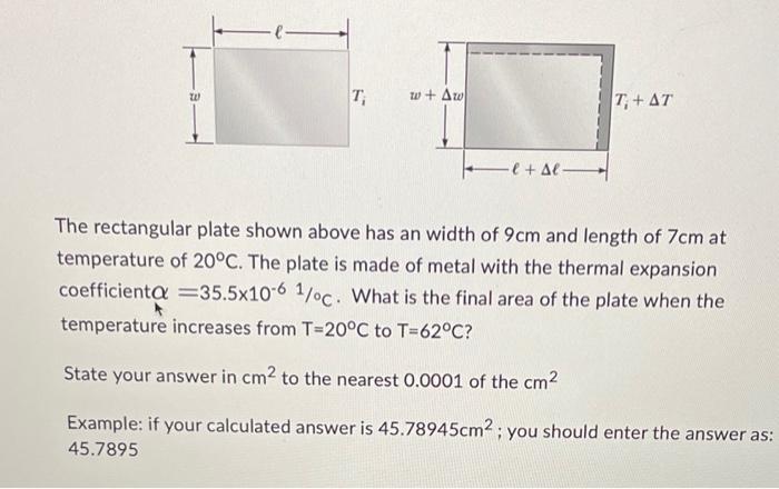 Solved The rectangular plate shown above has an width of 9 | Chegg.com