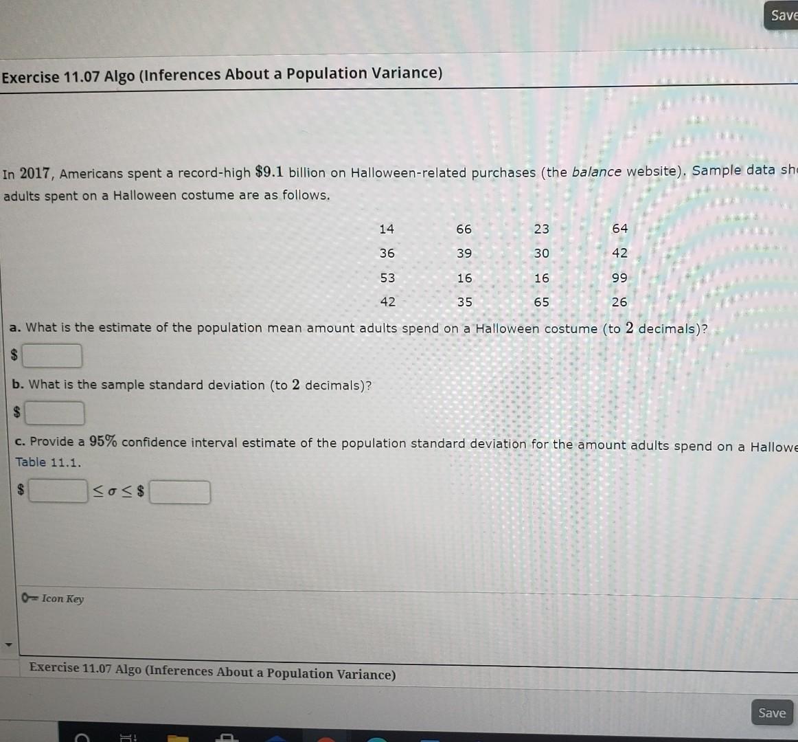 Solved Save Exercise 11.07 Algo (Inferences About a | Chegg.com