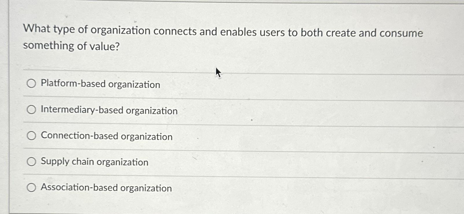 Solved What type of organization connects and enables users | Chegg.com