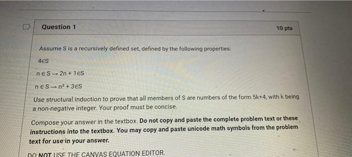 Solved Question 1 10 pts Assume S is a recursively defined | Chegg.com