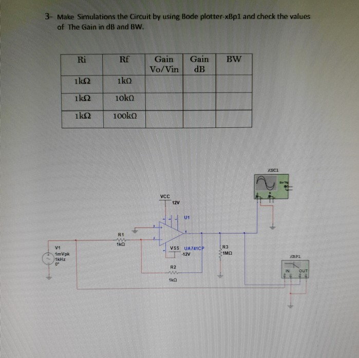Solved Circuit shown here 1-find Acl = V0/Vi , Gain in db , | Chegg.com