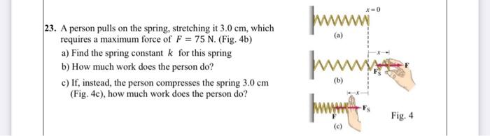 Solved www (a) 23. A person pulls on the spring, stretching | Chegg.com