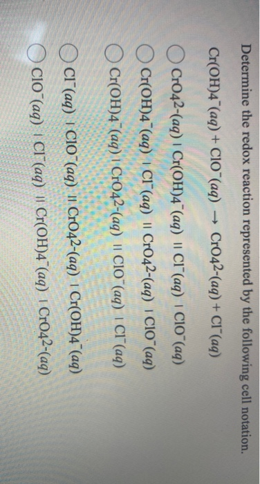 Solved Determine The Redox Reaction Represented By The