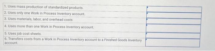 Solved identify each of the following production features as | Chegg.com