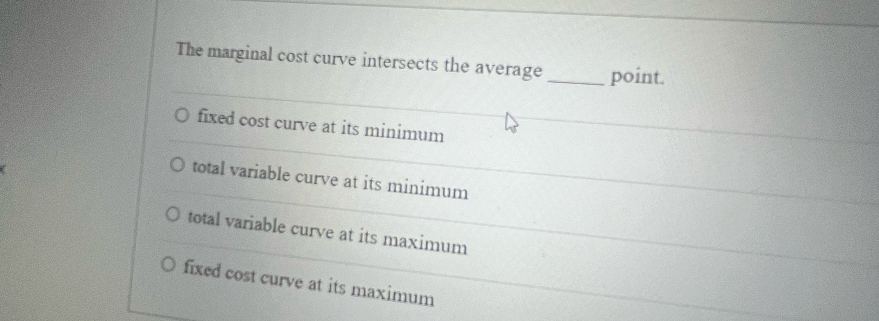 Solved The marginal cost curve intersects the average q, | Chegg.com