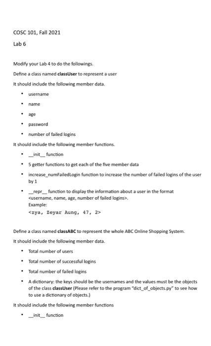 Solved COSC 101, Fall 2021 Lab 6 Modify your Lab 4 to do the | Chegg.com