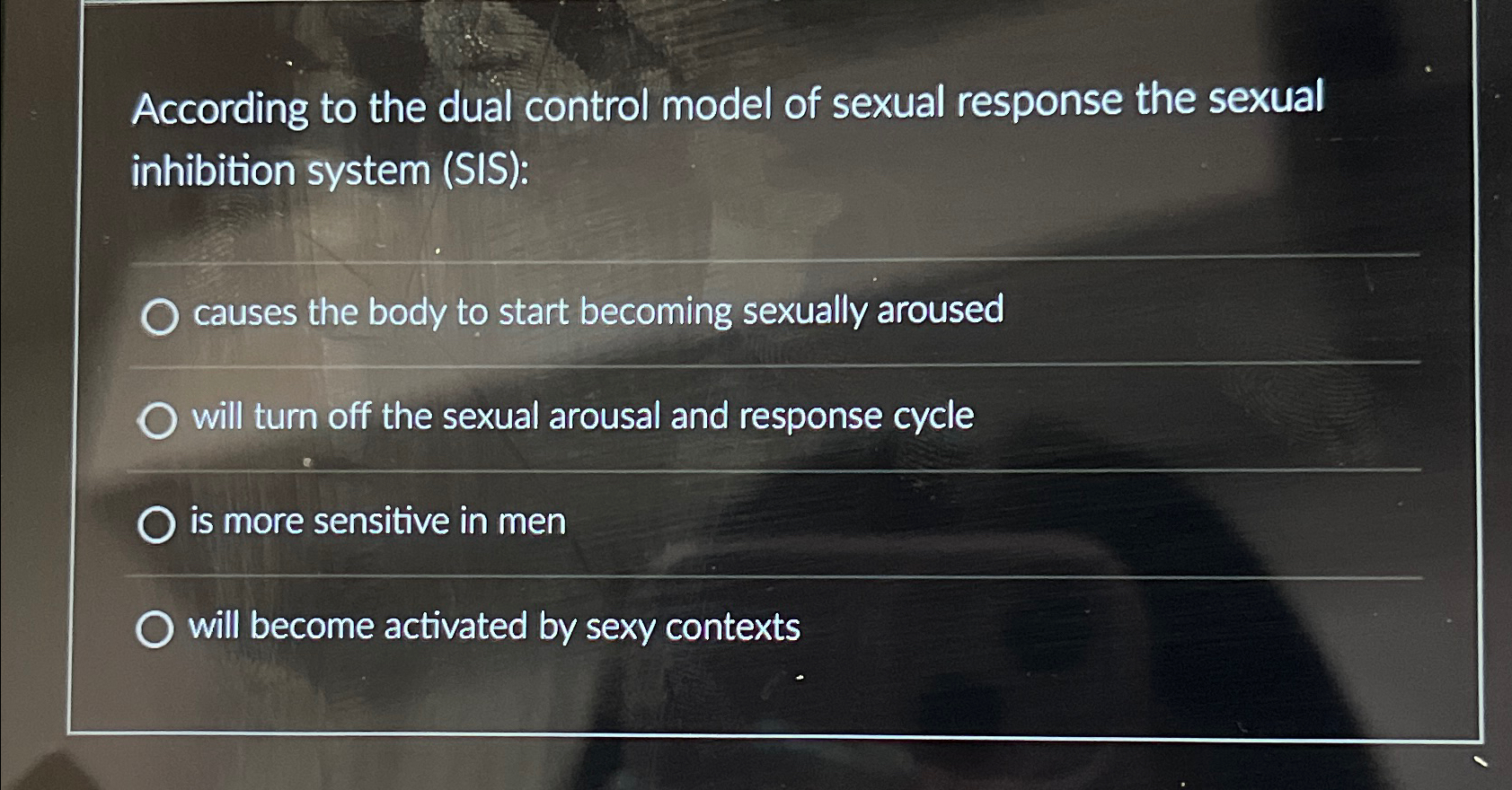 Solved According to the dual control model of sexual | Chegg.com
