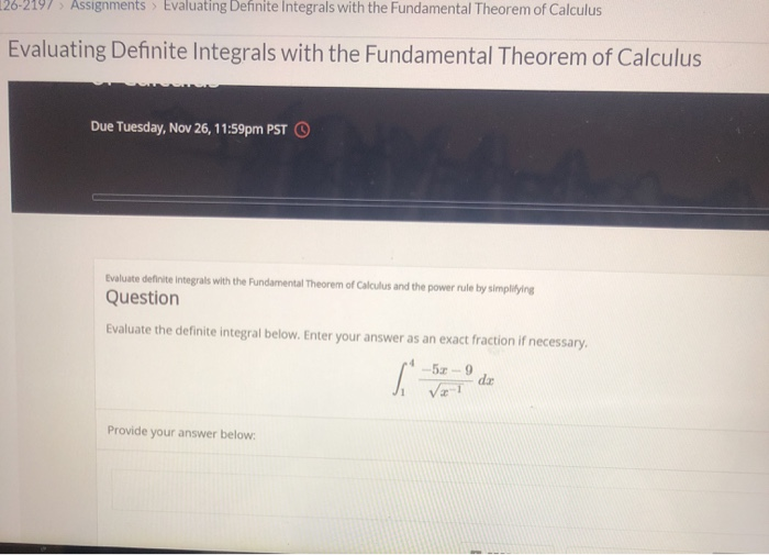 Solved Evaluating Definite Integrals with the Fundamental | Chegg.com