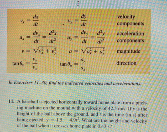 Solved Vx dx dt Vy velocity components acceleration | Chegg.com