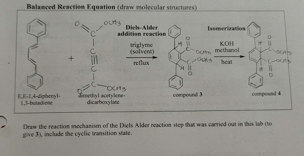 Balanced Reaction Equation (draw molecular | Chegg.com