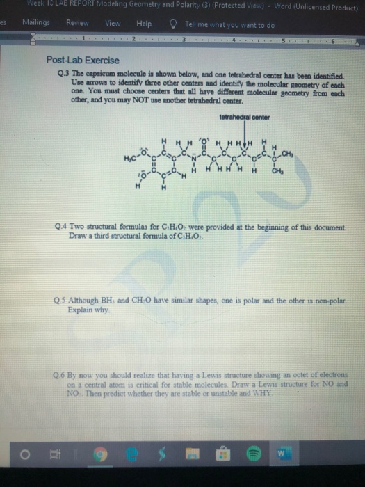 Solved Week 10 LAB REPORT Modeling Geometry and Polarity (3) | Chegg.com