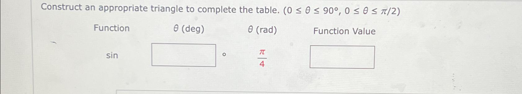 Solved Construct an appropriate triangle to complete the | Chegg.com
