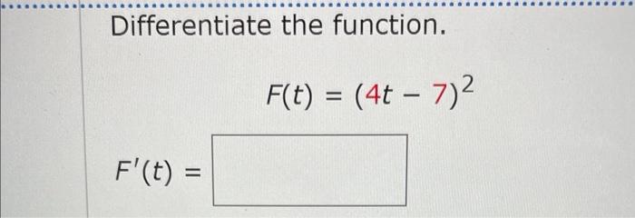Solved Differentiate the function. V(t)=t−3/5+t7 | Chegg.com