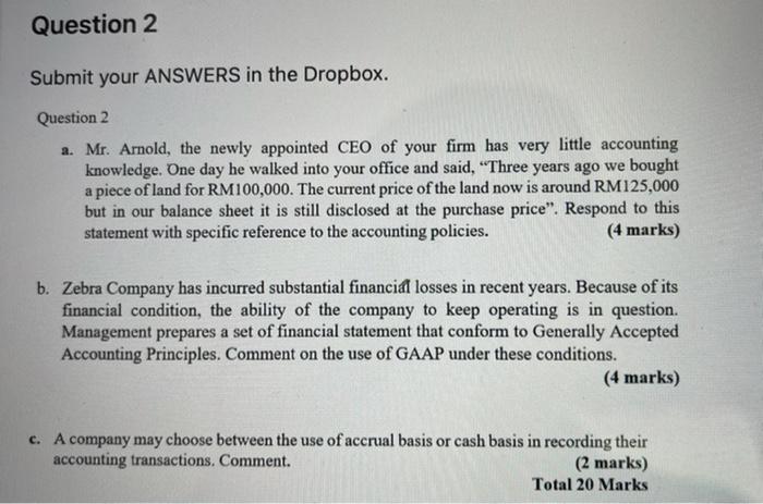 Solved Question 2 Submit your ANSWERS in the Dropbox. | Chegg.com