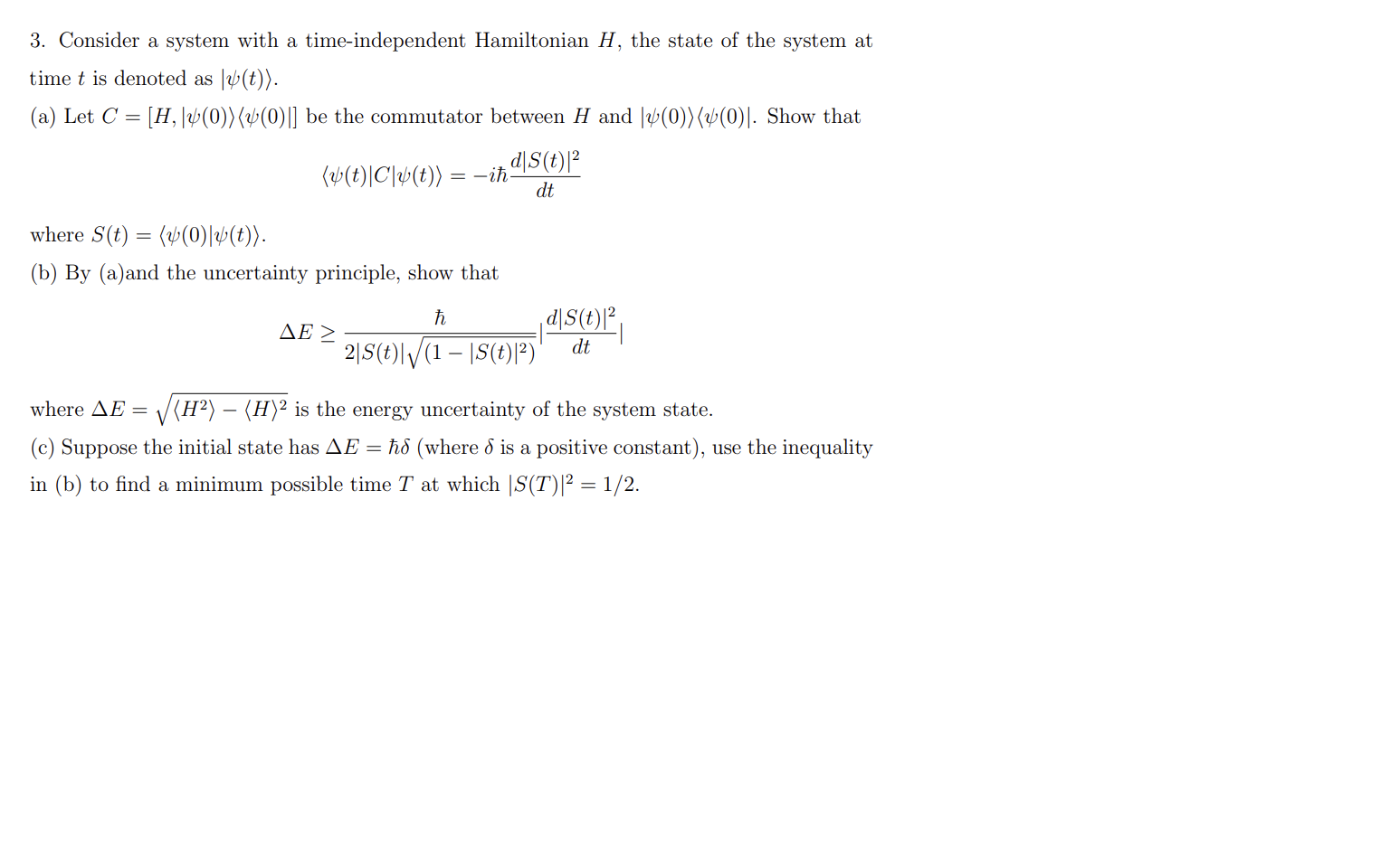 Solved Consider a system with a time-independent Hamiltonian | Chegg.com