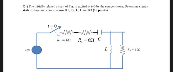Solved QI) The initially relaxed circuit of Fig. is excited | Chegg.com