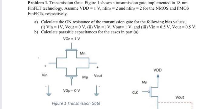 Solved Problem 1. Transmission Gate. Figure 1 shows a | Chegg.com