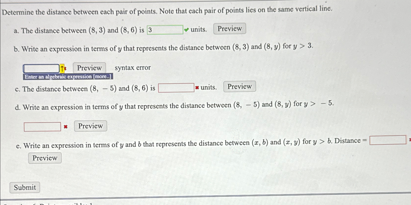 Solved Determine the distance between each pair of points. | Chegg.com