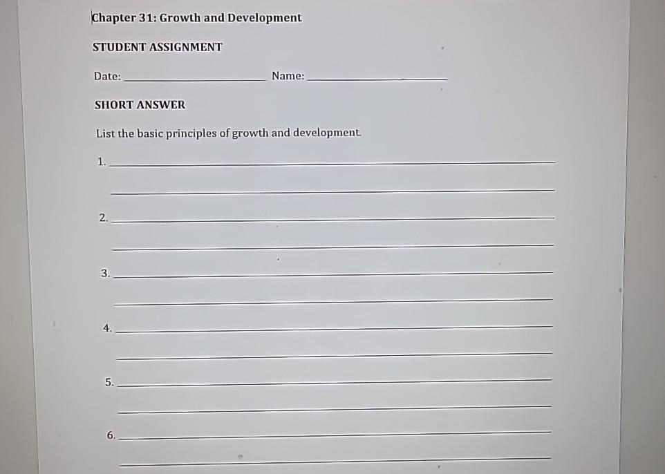 Solved Chapter 31: Growth and DevelopmentSTUDENT | Chegg.com