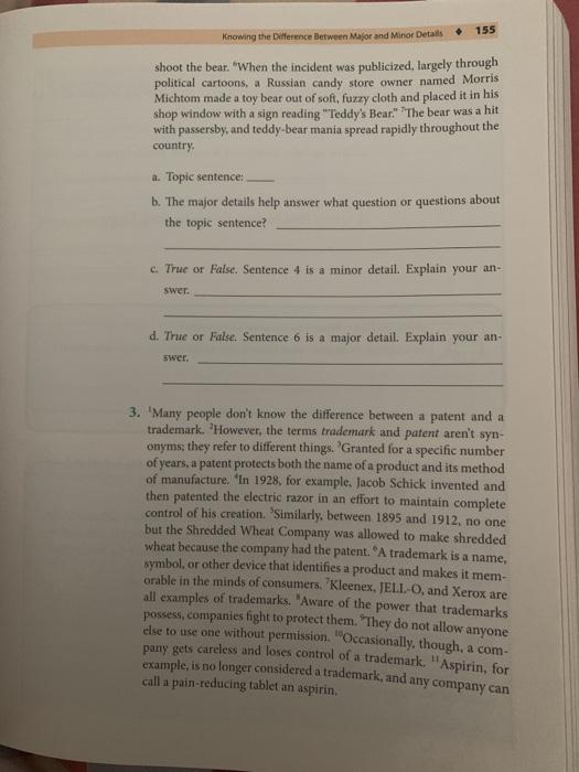 Solved . 153 Knowing the Difference between Major and Minor | Chegg.com