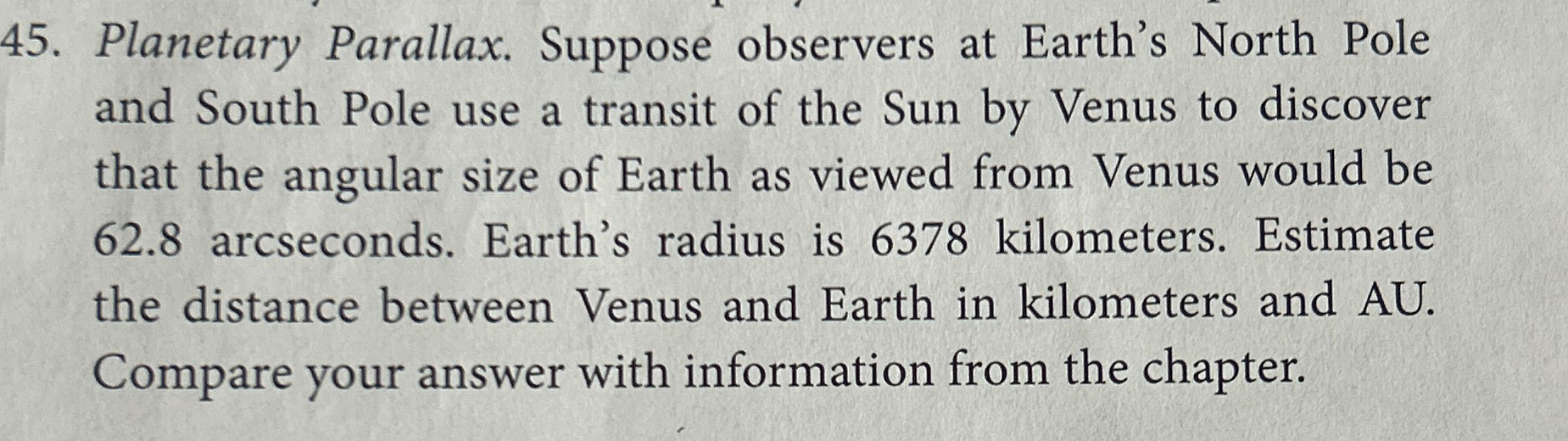 Solved Planetary Parallax. Suppose observers at Earth's | Chegg.com