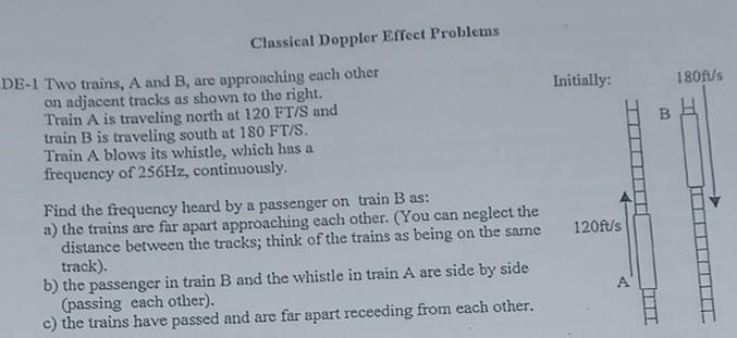 Solved DE-1 two trains, A and B, are approaching each other | Chegg.com