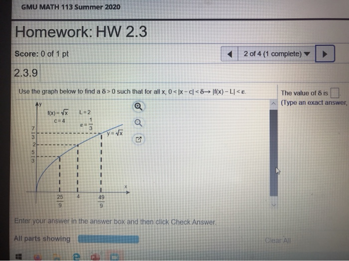 Solved GMU MATH 113 Summer 2020 Homework: HW 2.3 Score: 0 of | Chegg.com