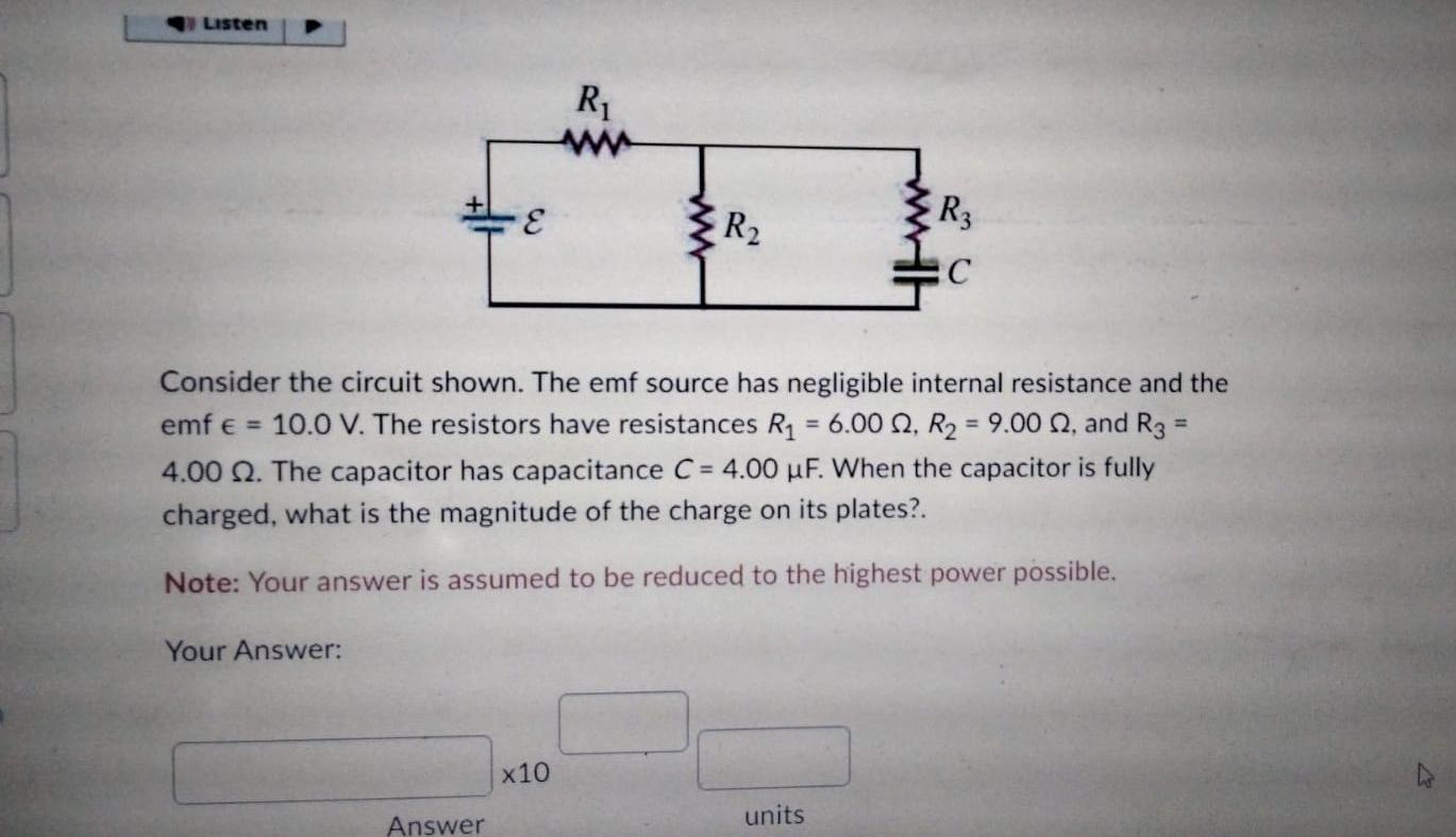 Solved Consider the circuit shown. The emf source has | Chegg.com