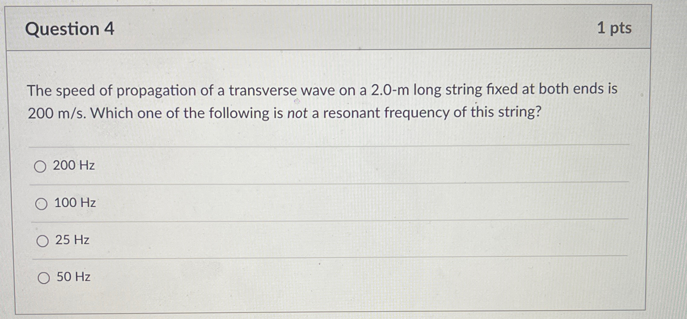 Solved Question 41 ﻿ptsThe speed of propagation of a | Chegg.com