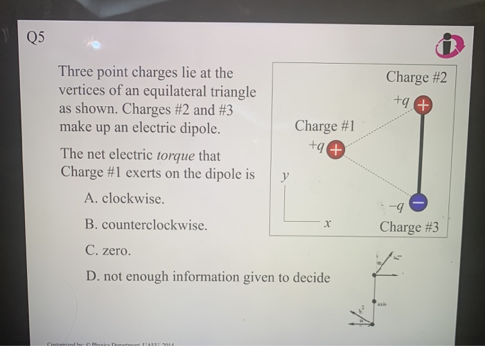 Solved Q5 Charge #2 tat Three point charges lie at the | Chegg.com