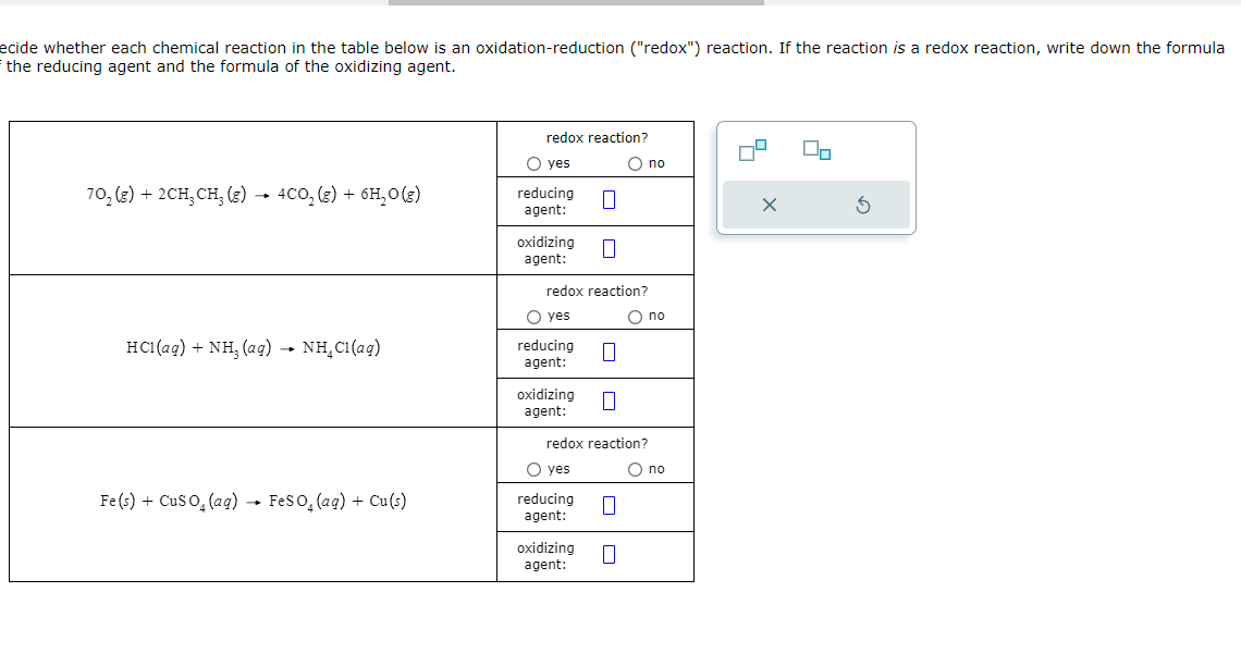 Solved ecide whether each chemical reaction in the table | Chegg.com