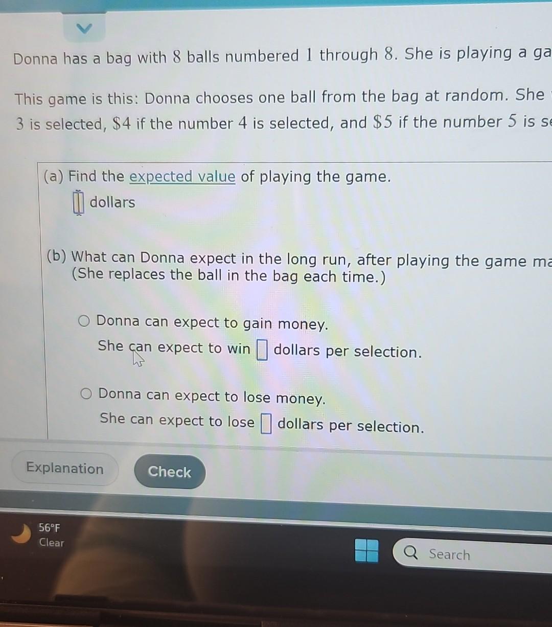 Solved Donna has a bag with 8 balls numbered 1 through 8 . | Chegg.com