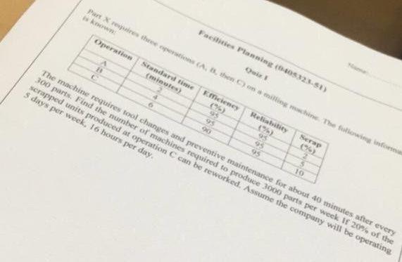 Solved Facilities Planning.: Part X requires three | Chegg.com
