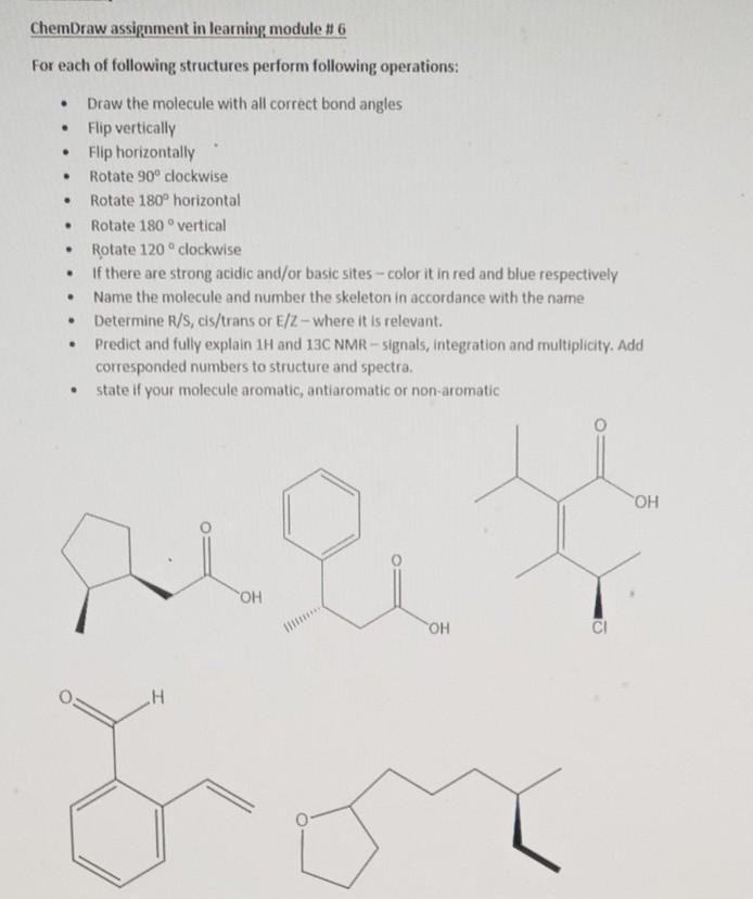 Solved ChemDraw assignment in learning module #6 For each of | Chegg.com