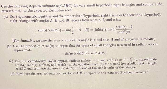 Use the following steps to estimate α( ABC) for very | Chegg.com