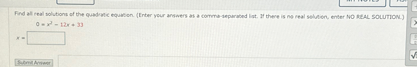 Solved Find all real solutions of the quadratic equation. | Chegg.com