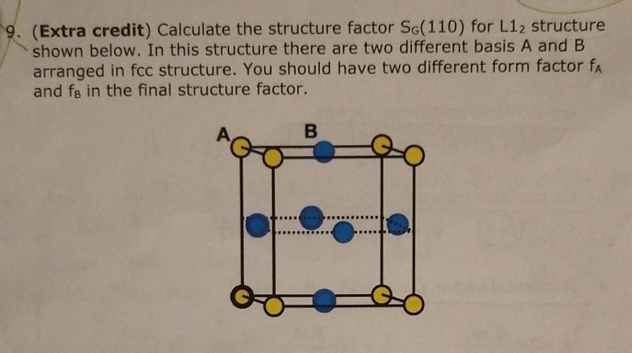 Solved (Extra credit) Calculate the structure factor SG(110) | Chegg.com