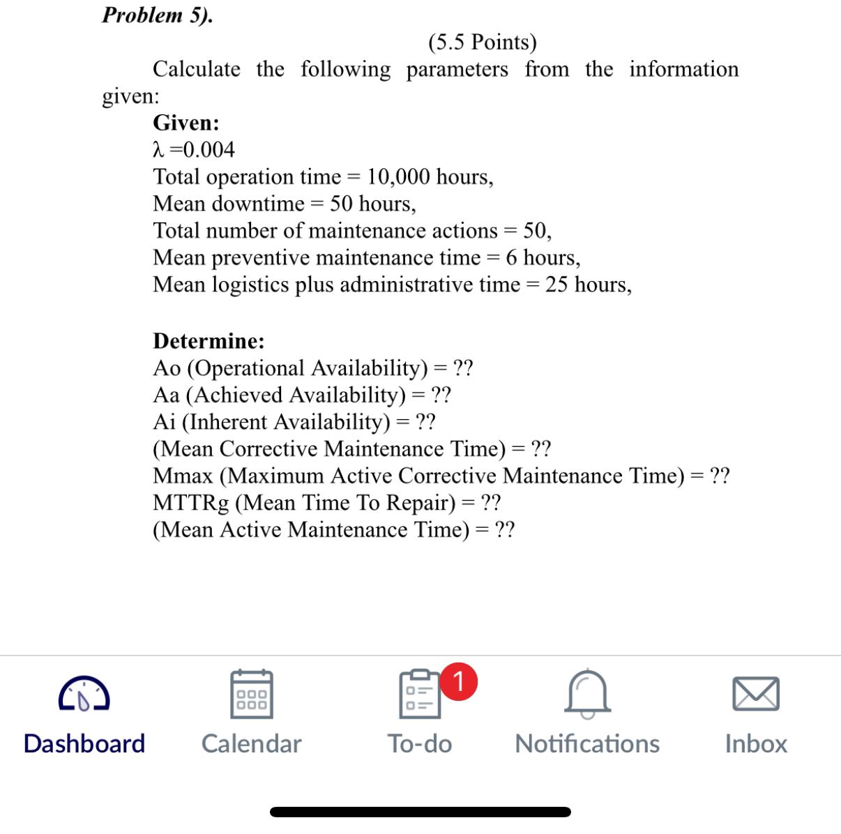 Solved Problem 5).Points)Calculate the following parameters | Chegg.com
