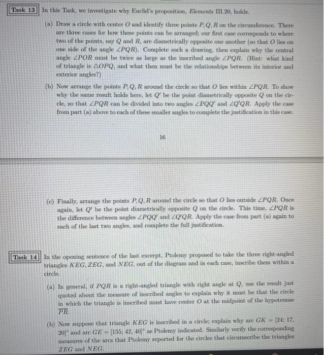 Solved In this Task, we investigate why Euclid's | Chegg.com