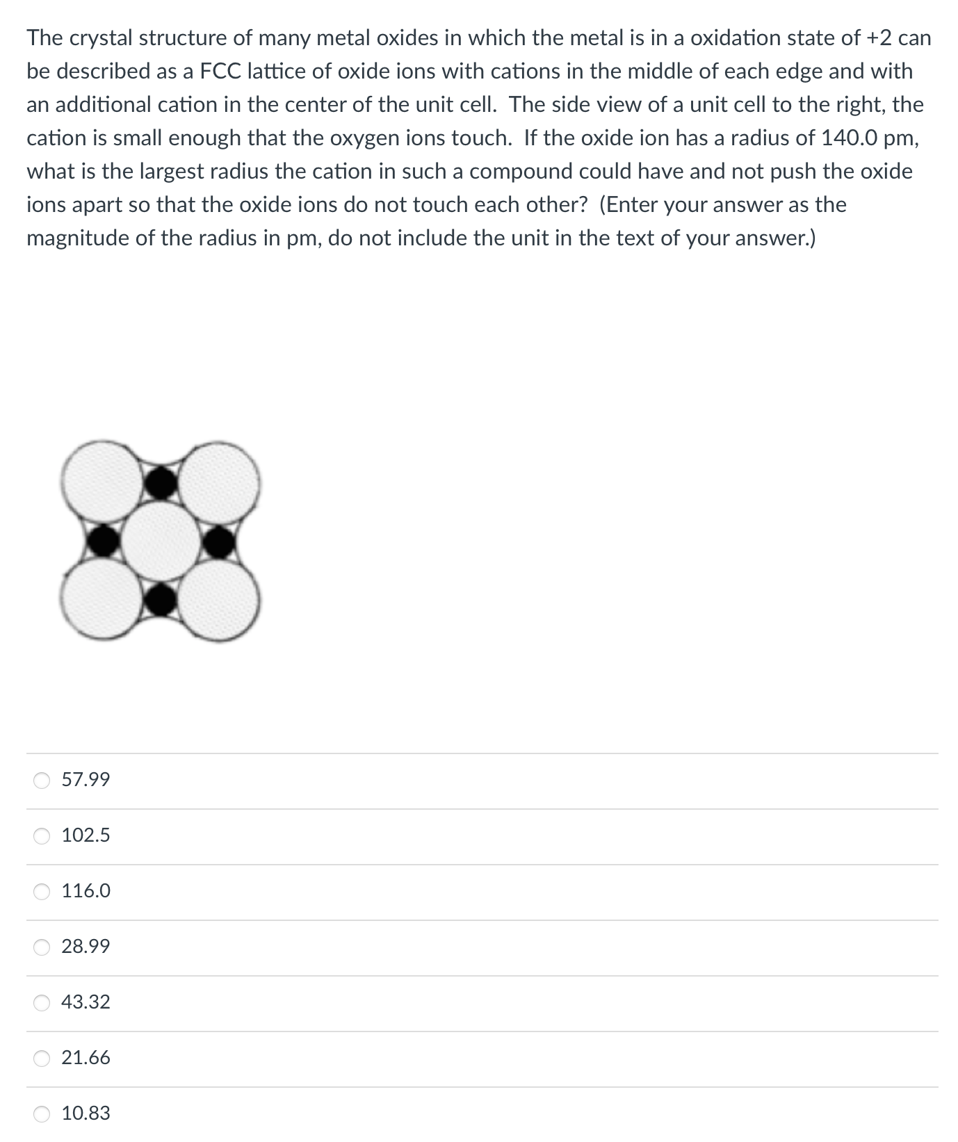 Solved The crystal structure of many metal oxides in which | Chegg.com