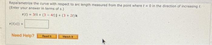 Solved Reparametrize the curve with respect to arc length | Chegg.com