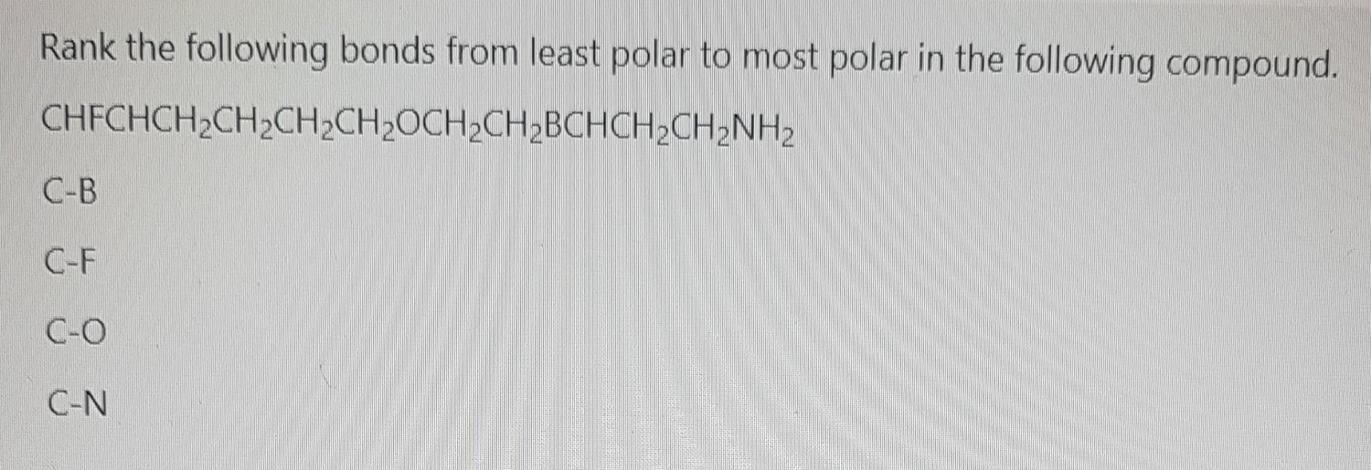Solved Rank the following bonds from least polar to most | Chegg.com