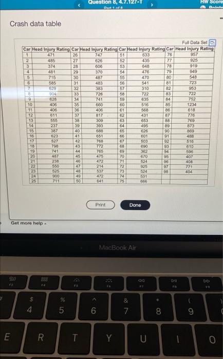 Solved Save The crash test data for new cars assumes that | Chegg.com