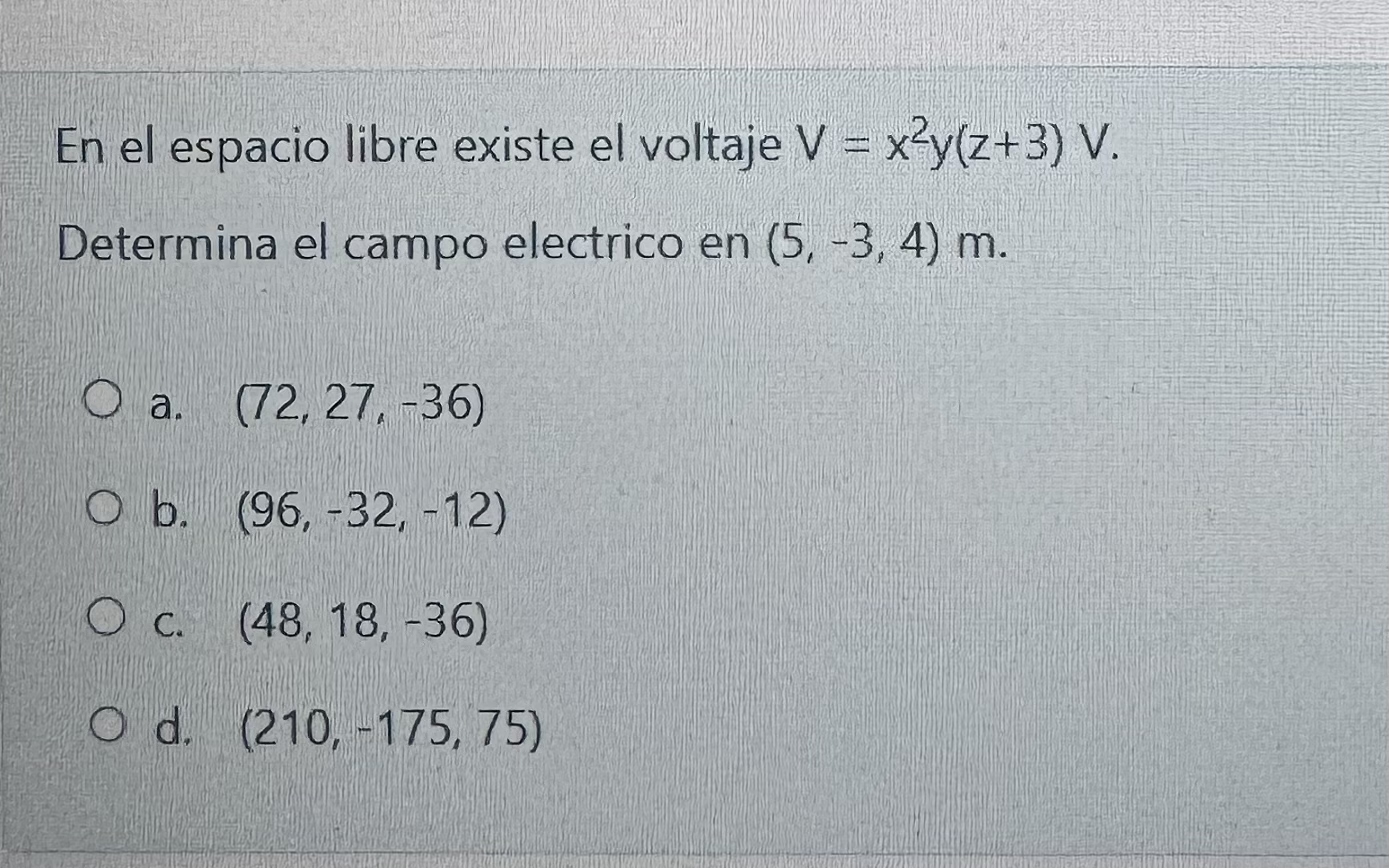 Solved En el espacio libre existe el voltaje | Chegg.com